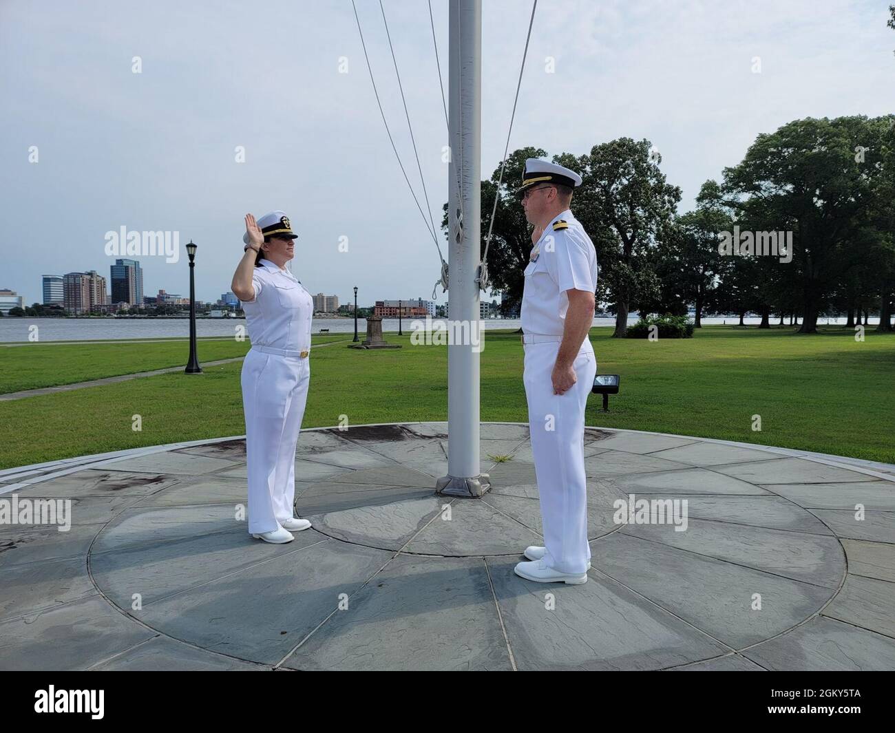 PORTSMOUTH, Va. (July 25, 2021) Lt. Nicole Johnson takes the oath of ...