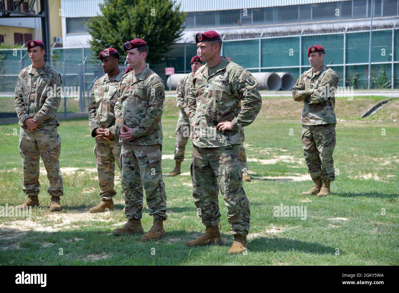 U.S. Army Col. Michael Kloepper, commander of the 173rd Airborne Brigade and Command Sgt. Maj ...