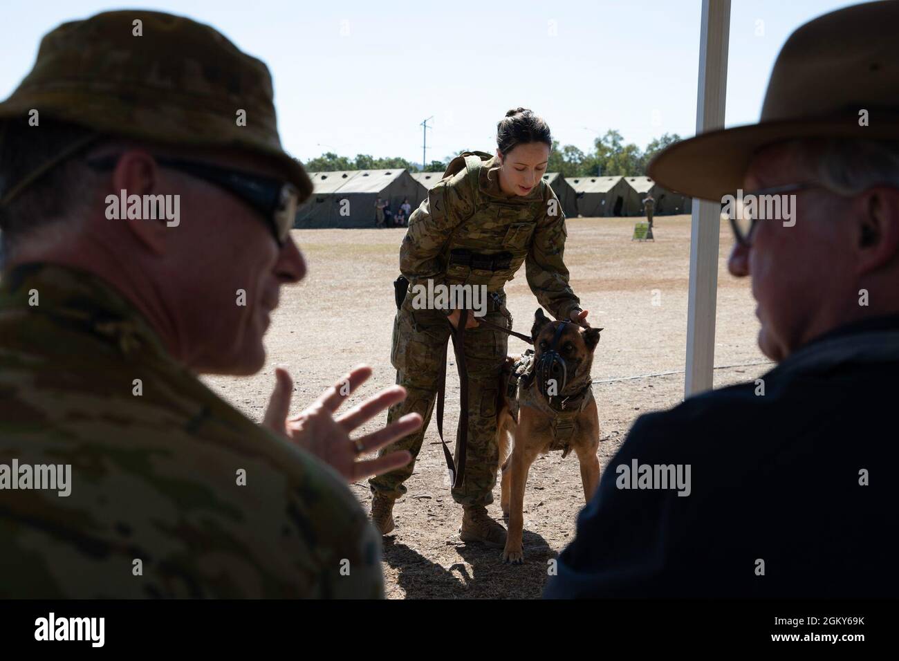 Australian Army Lance Cpl. Codey Merlino, a military police dog handler ...