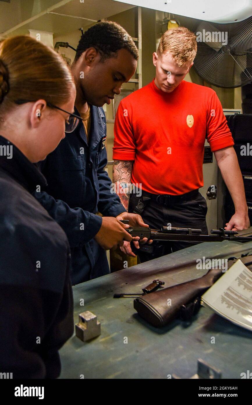 210726-N-BR419-1126 ARABIAN SEA (July 26, 2021) – From left, Gunner’s ...