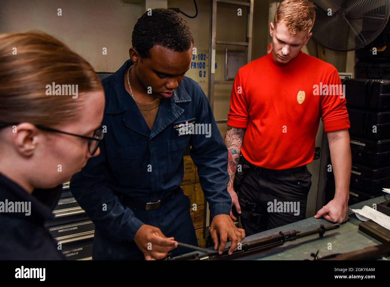 210726-N-BR419-1153 ARABIAN SEA (July 26, 2021) – From left, Gunner’s ...