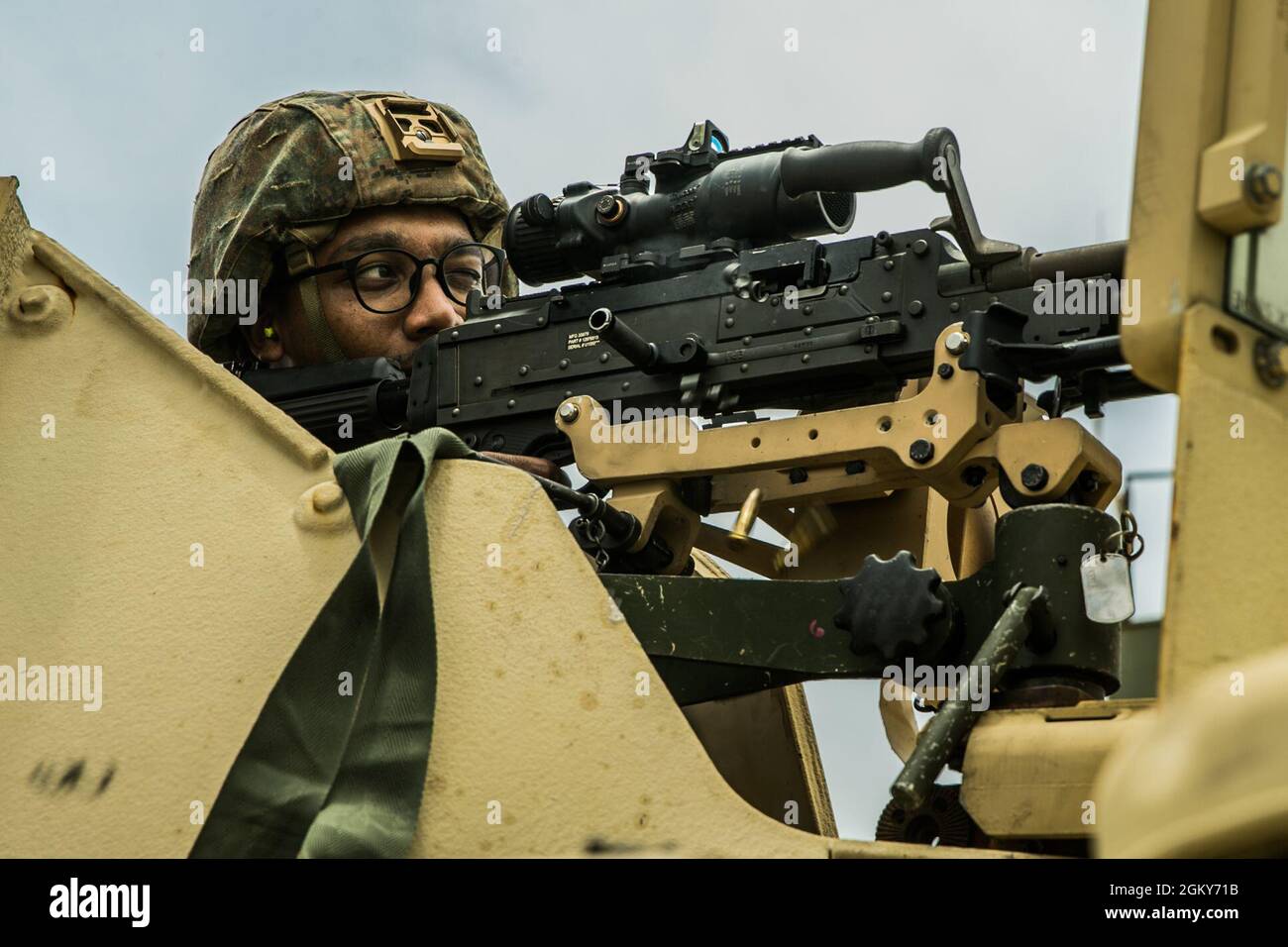 A U.S. Marine with 3d Landing Support Battalion, Combat Logistics ...