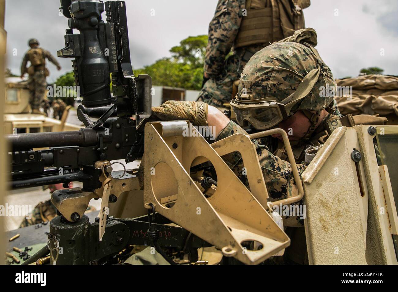 A U.S. Marine with 3d Landing Support Battalion, Combat Logistics ...
