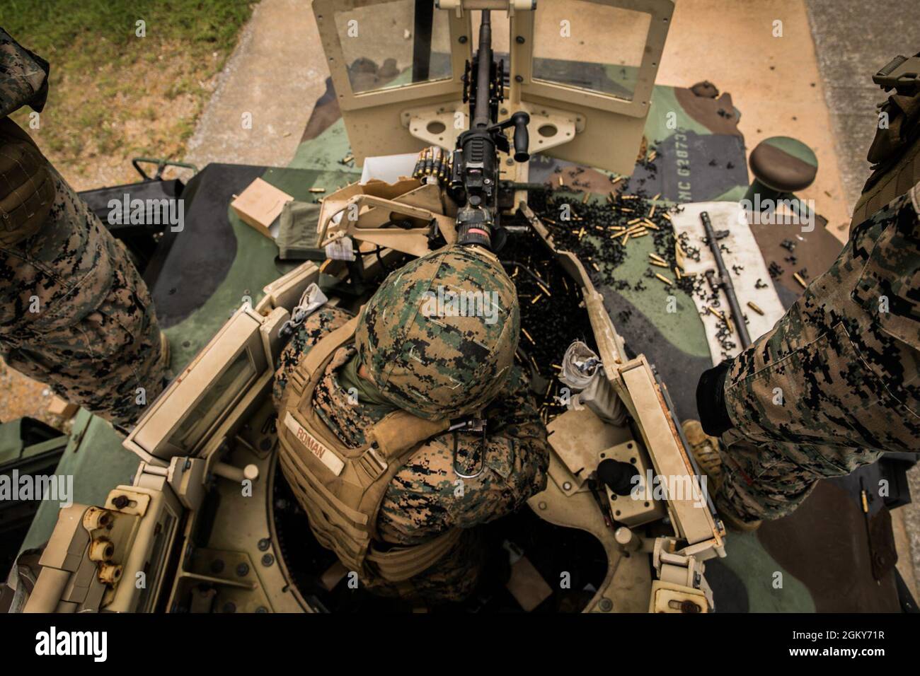 A U.S. Marine with 3d Landing Support Battalion, Combat Logistics ...
