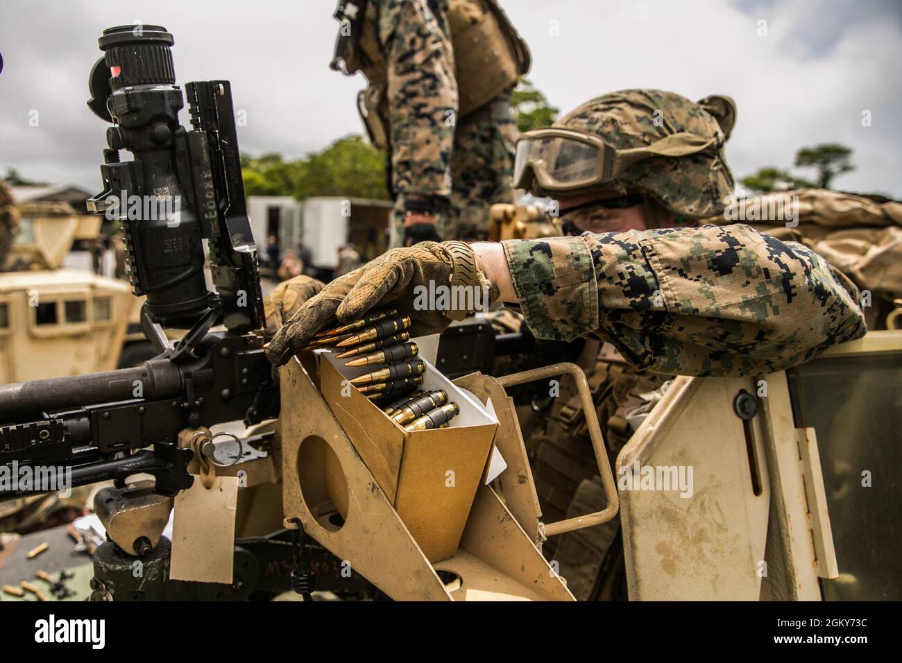 A U.S. Marine with 3d Landing Support Battalion, Combat Logistics ...