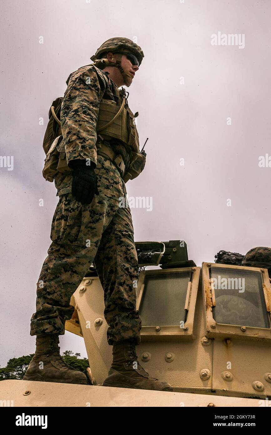 A U.S. Marine with 3d Landing Support Battalion, Combat Logistics ...