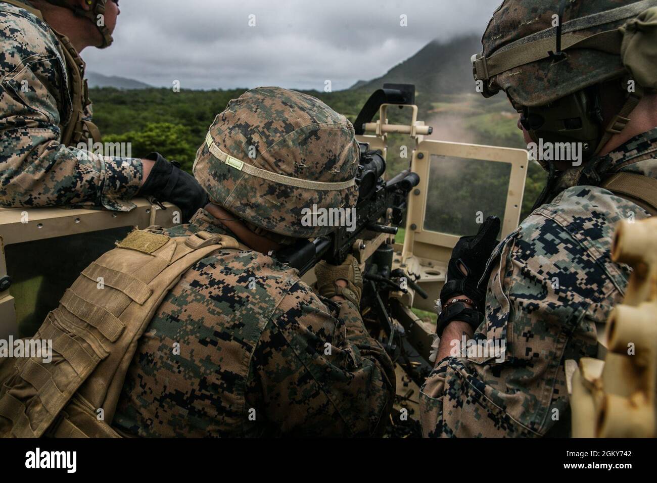 A U.S. Marine with 3d Landing Support Battalion, Combat Logistics ...