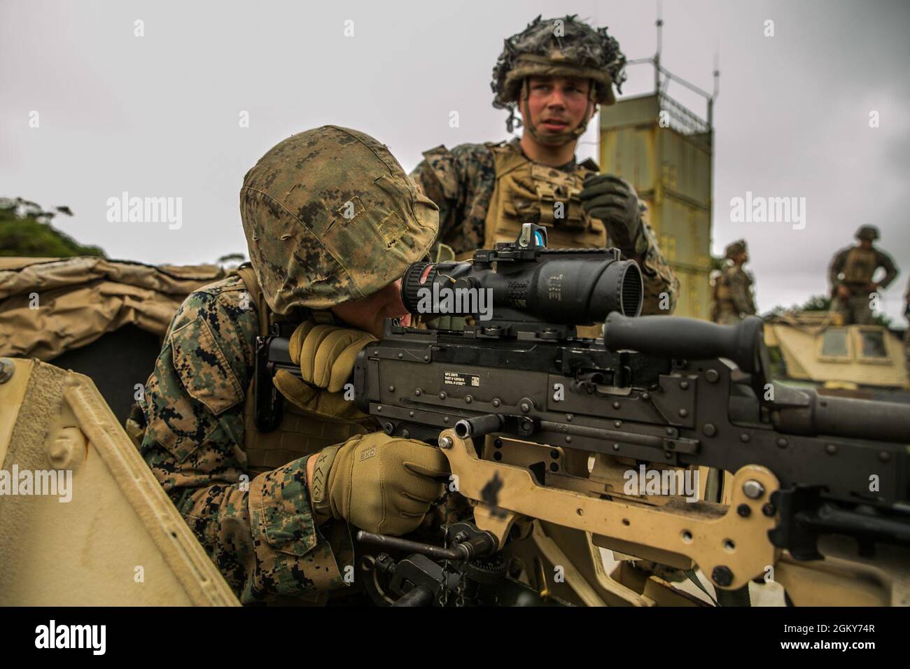 A U.S. Marine with 3d Landing Support Battalion, Combat Logistics ...