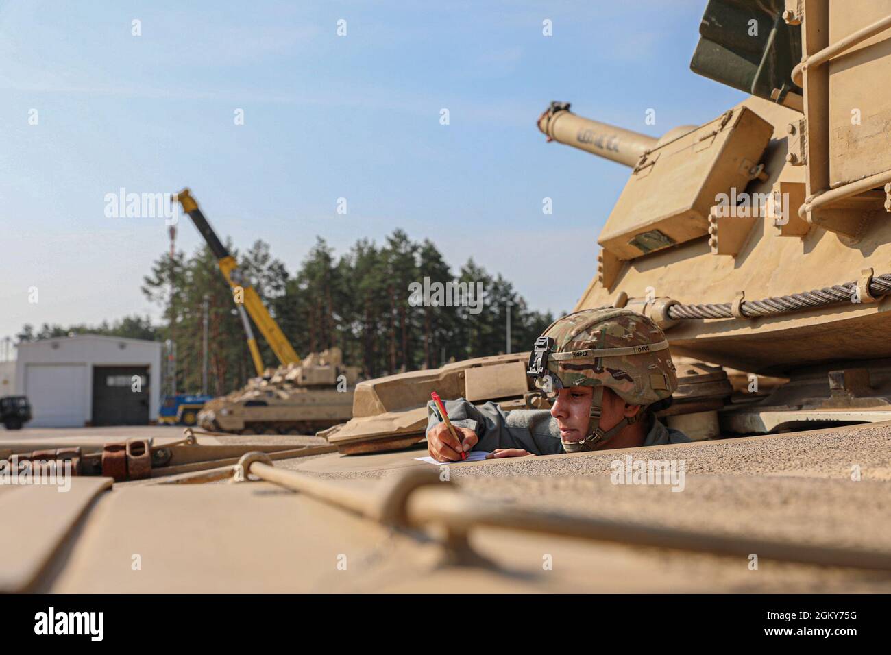 Pfc. Beatriz Lopez, an M1 Armor Crewman assigned to 3rd Battalion, 66th ...