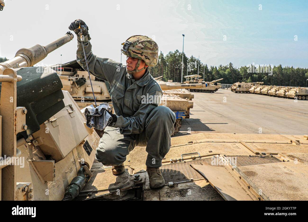 Pfc. Beatriz Lopez, an M1 Armor Crewman assigned to 3rd Battalion, 66th ...