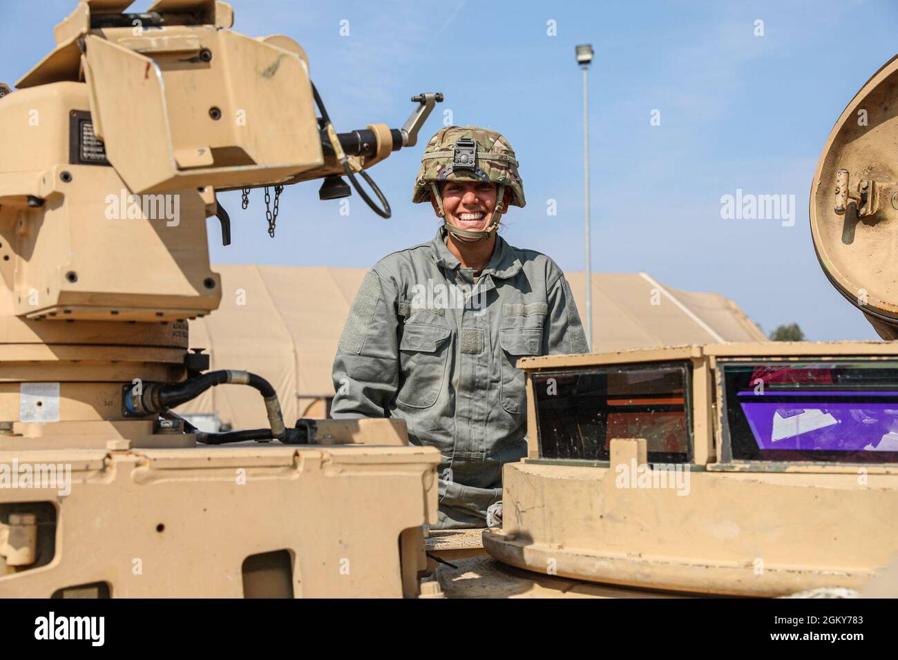 Pfc. Beatriz Lopez, an M1 Armor Crewman assigned to 3rd Battalion, 66th ...