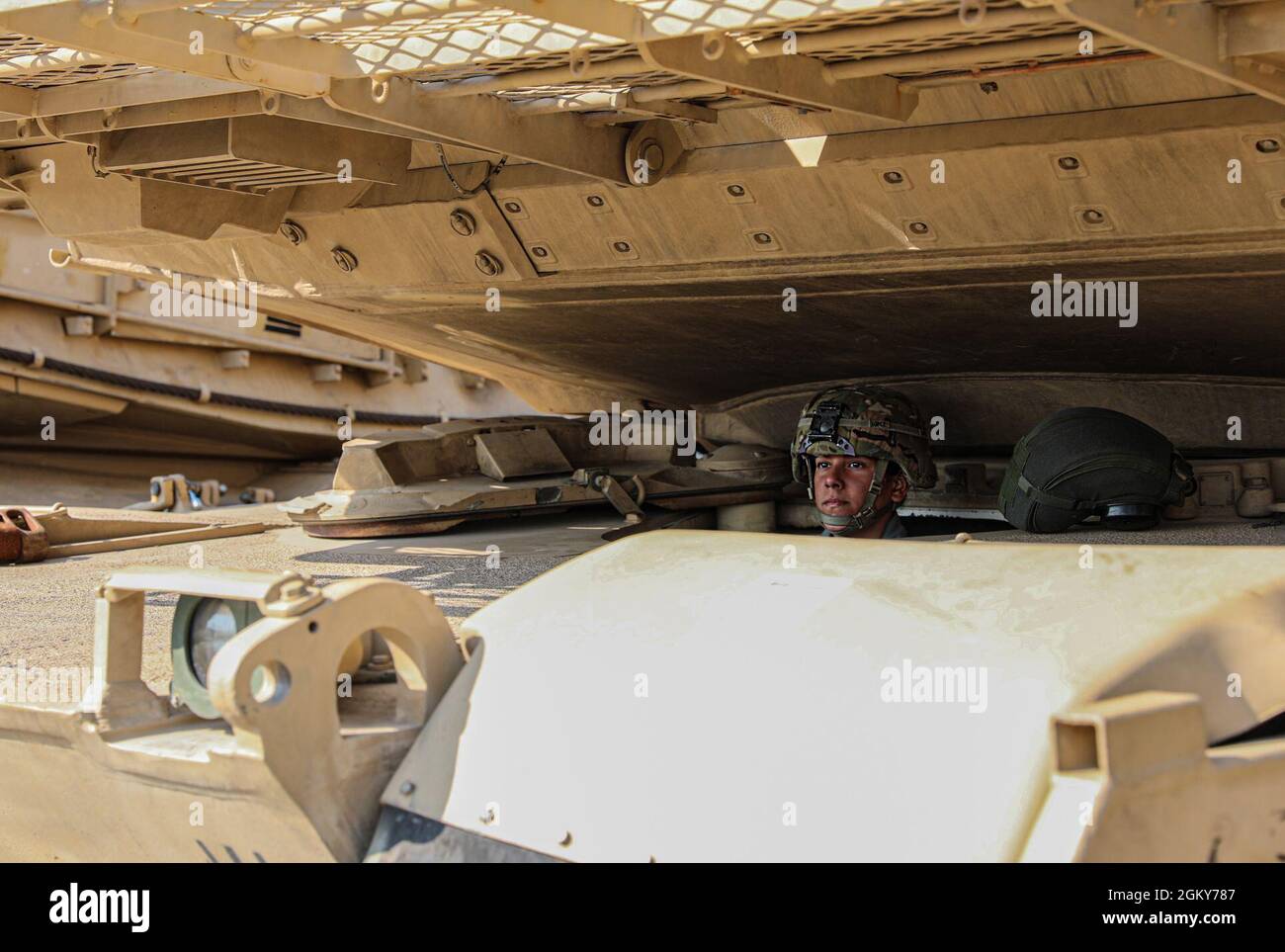 Pfc. Beatriz Lopez, an M1 Armor Crewman assigned to 3rd Battalion, 66th ...