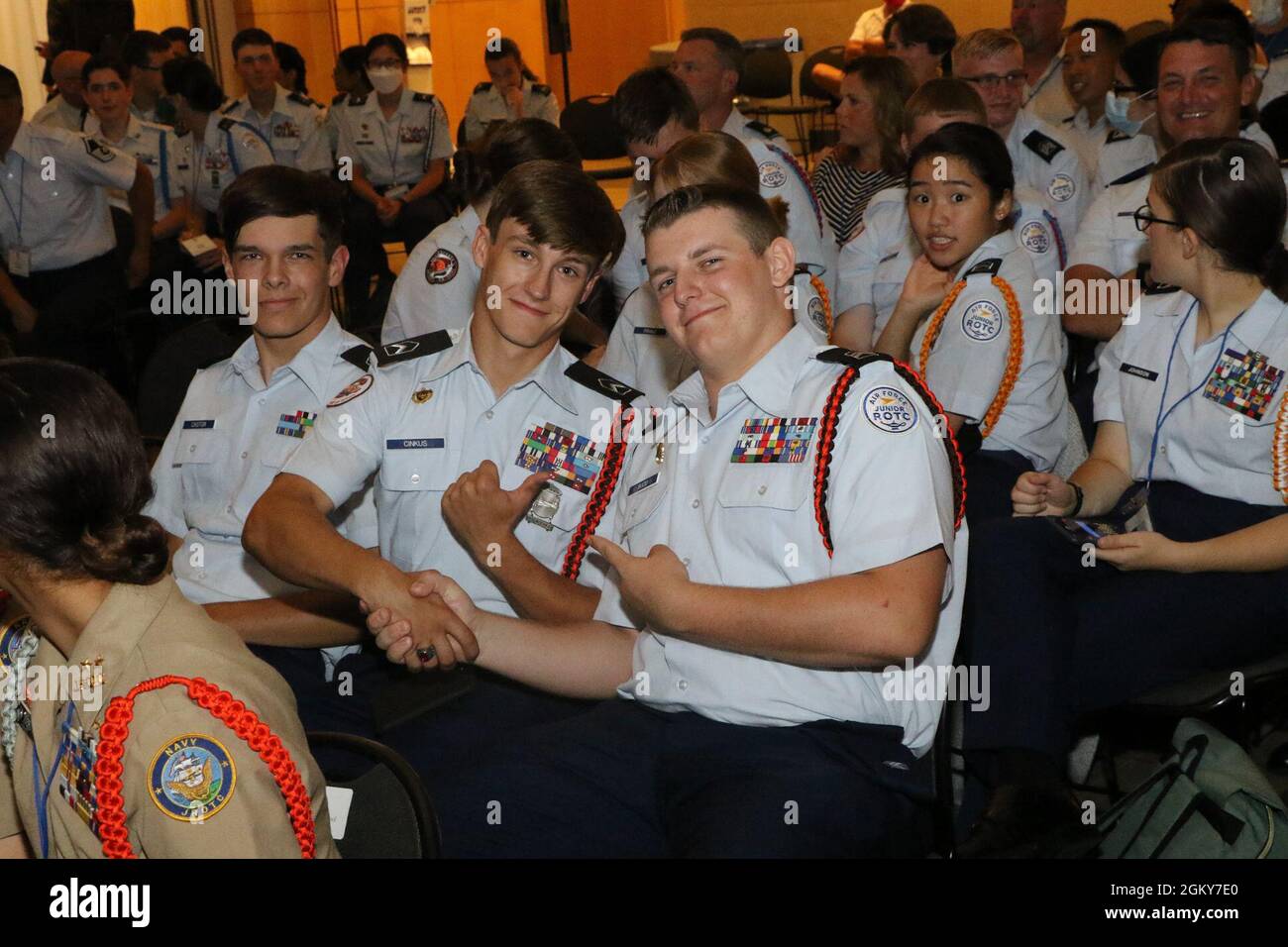 JROTC Cadets wait for the JLAB Academics Award Ceremony to begin at the ...