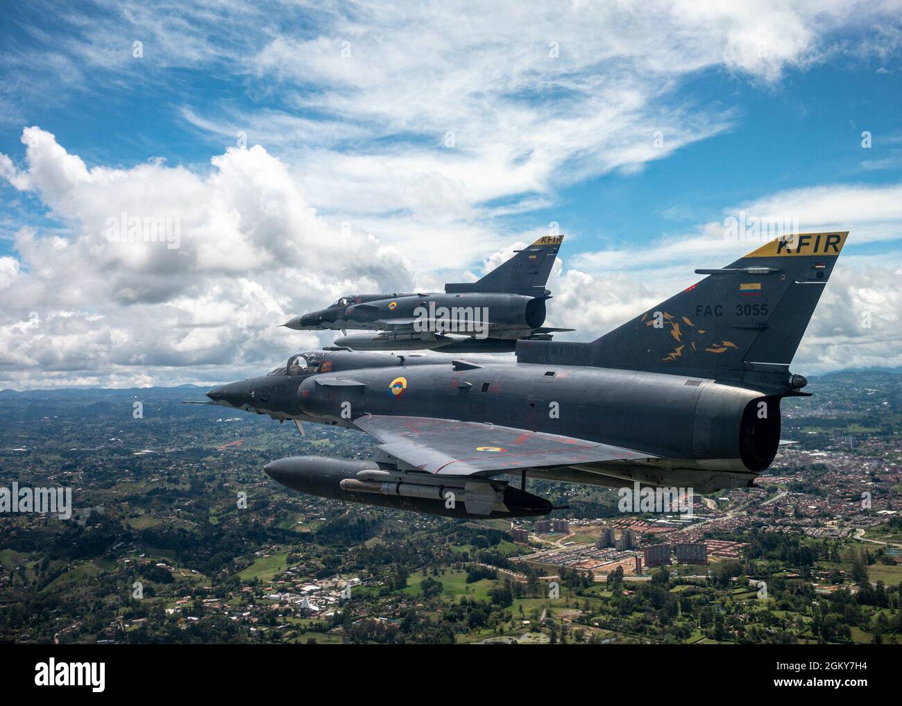 Colombian Air Force Kfirs fly over Colombia during Exercise Relampago ...