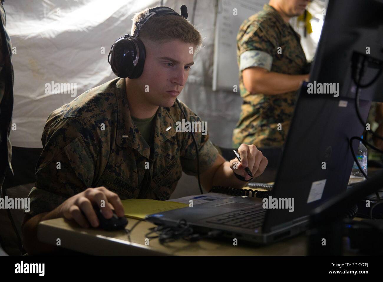 U.S. Marine Corps 1st Lt. Caleb Dawson, an air defense control officer ...