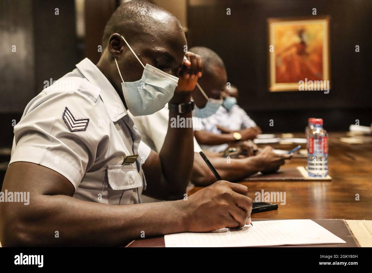 A member of the Ghana Air Force conducts a critical thinking assessment ...