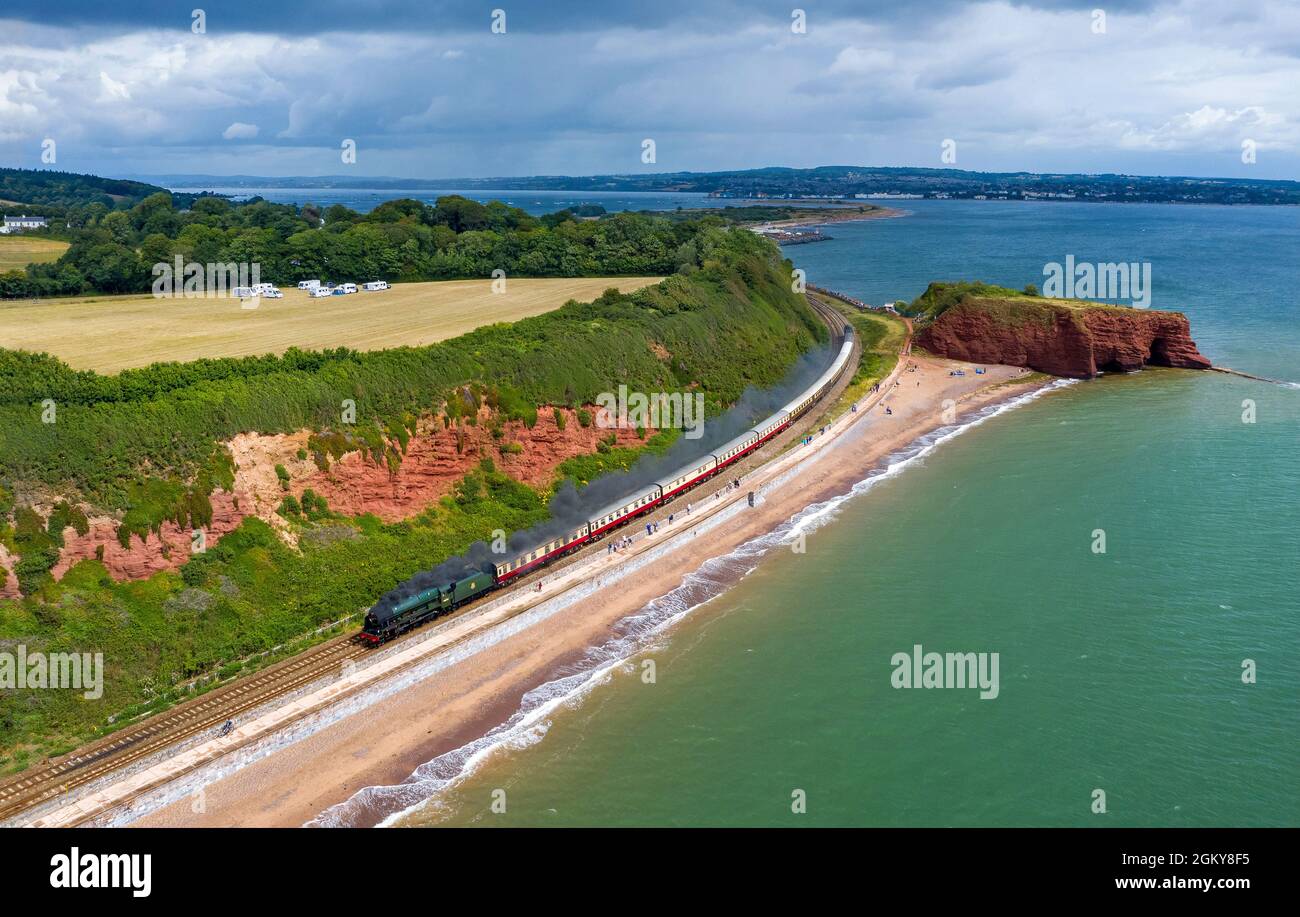 LMS Royal Scot rounds Langstone Rock with the Torbay Express at Dawlish ...