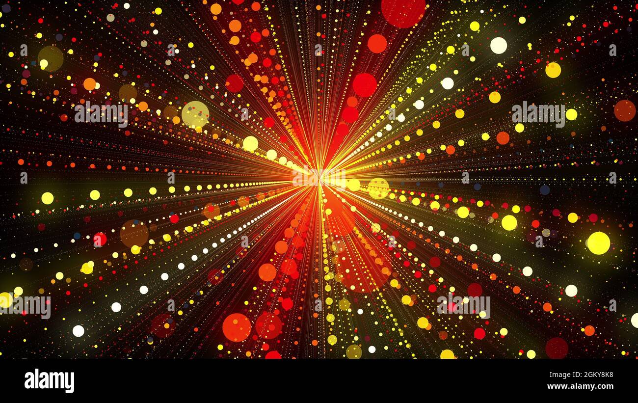 Hyperspace tunnel with 3d render of bright stripes of balls ...