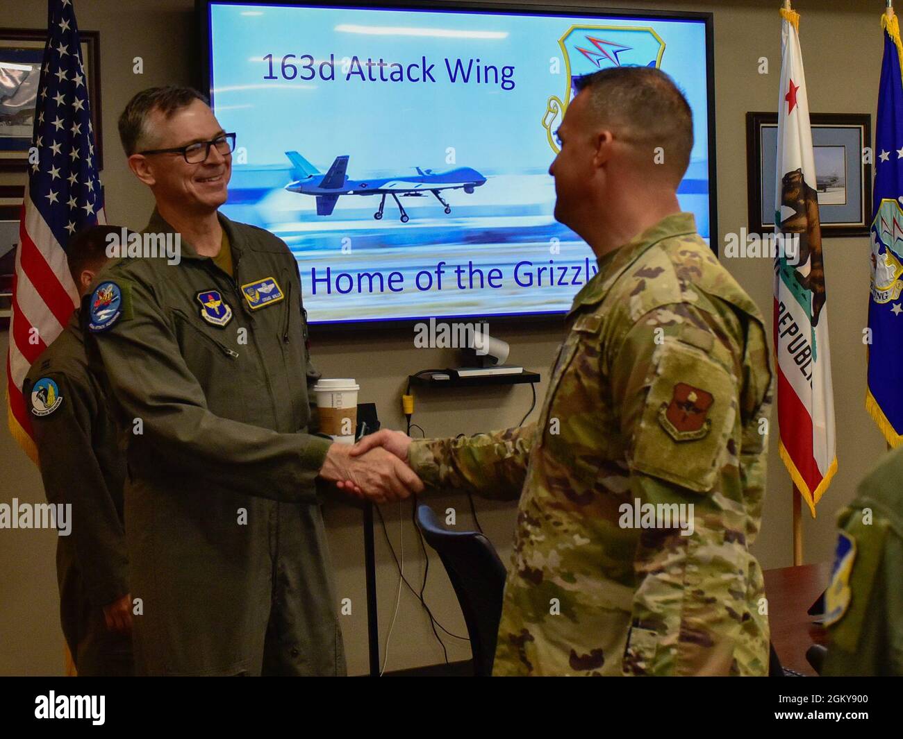 U.S. Air Force Maj. Gen. Craig D. Wills, left, the 19th Air Force ...