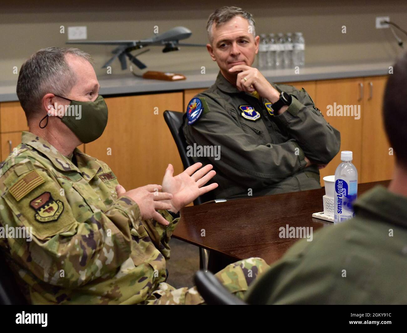 U.S. Air Force Col. C. Todd Linton, left, 163d Attack Wing Vice Wing ...