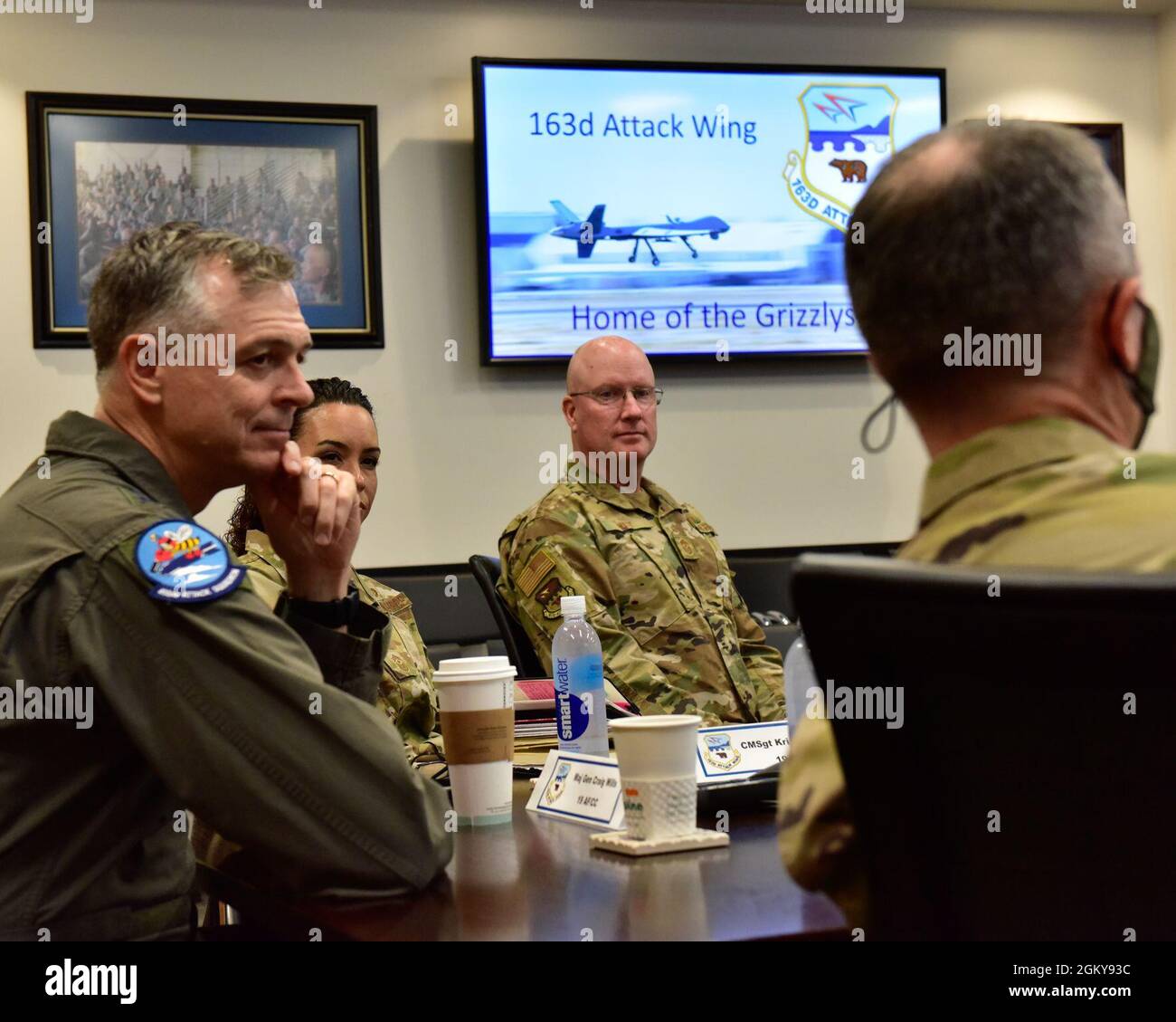 U.S. Air Force Maj. Gen. Craig D. Wills, left, the 19th Air Force ...