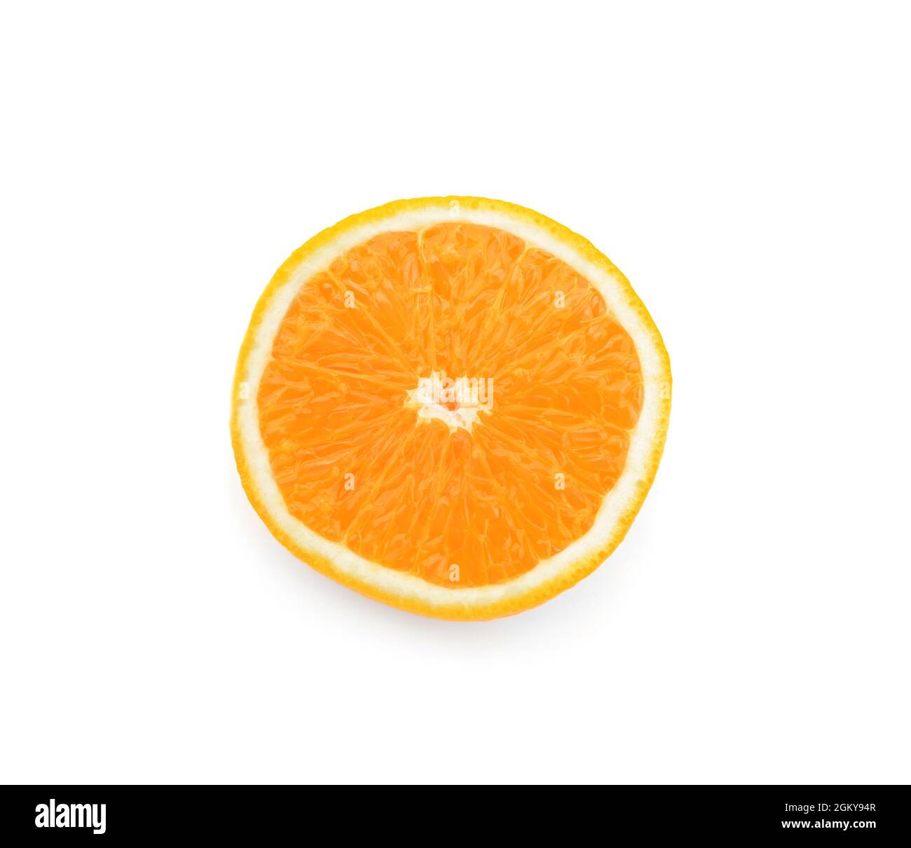 Yummy fresh orange slice on white background Stock Photo - Alamy