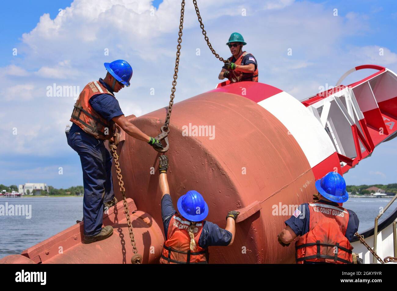 U.S. Coast Guardsmen assigned to the USCGC Maria Bray (WLM 562 ...