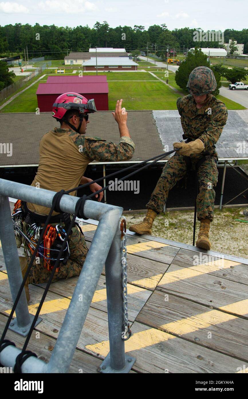 U.S. Marine Corps Cpl. Garett Johnson, rappel instructor, Expeditionary ...