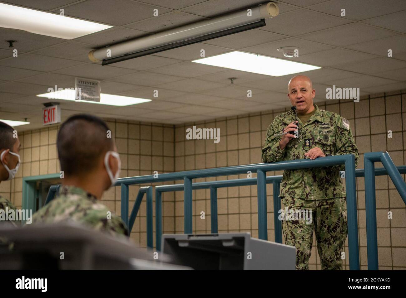 Master Chief Petty Officer of the Navy (MCPON) Russell Smith speaks to ...