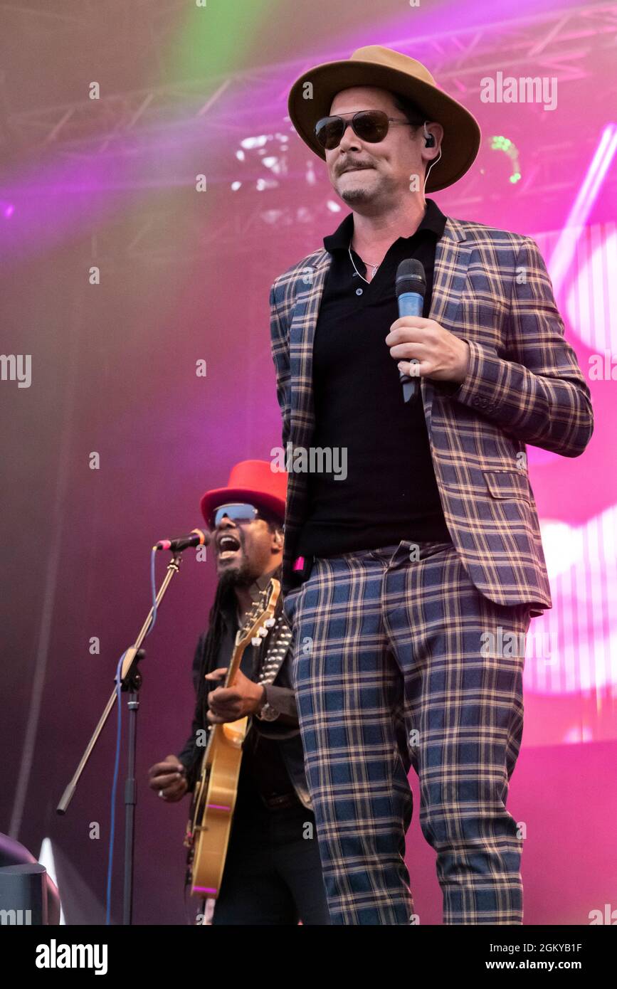 Tyber Cranstoun of The Dualers band performing at a music concert ...