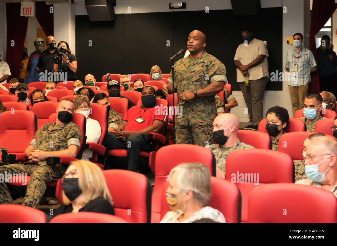 A Marine asks follow-up questions related to Force Design 2030 during a ...