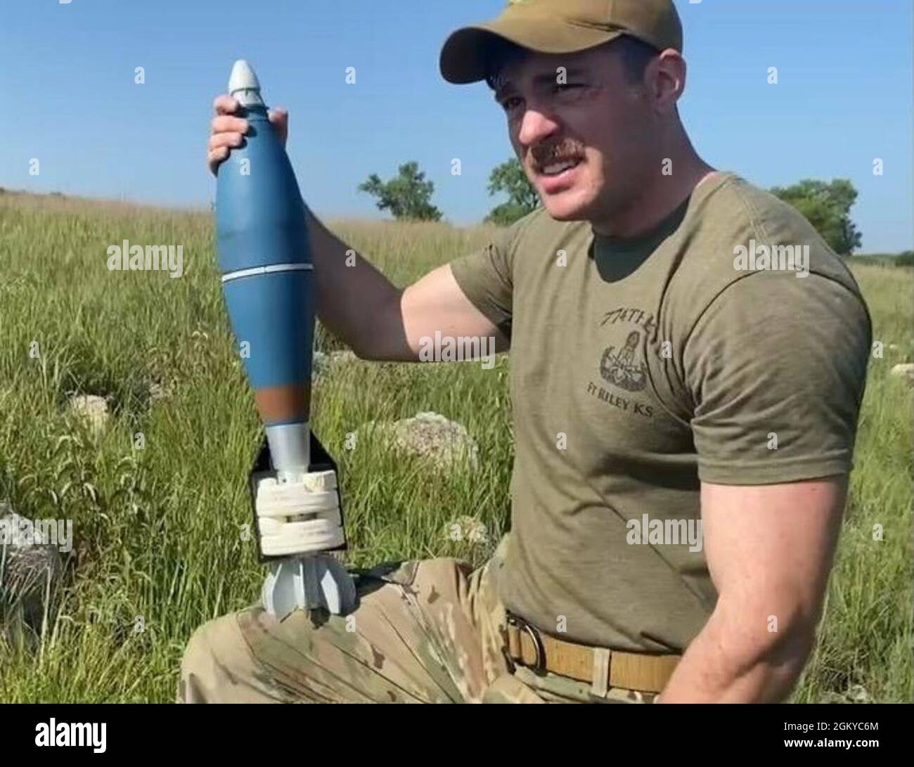 Spc. Madison O. Sloan from Boston prepares to place a practice mortar ...