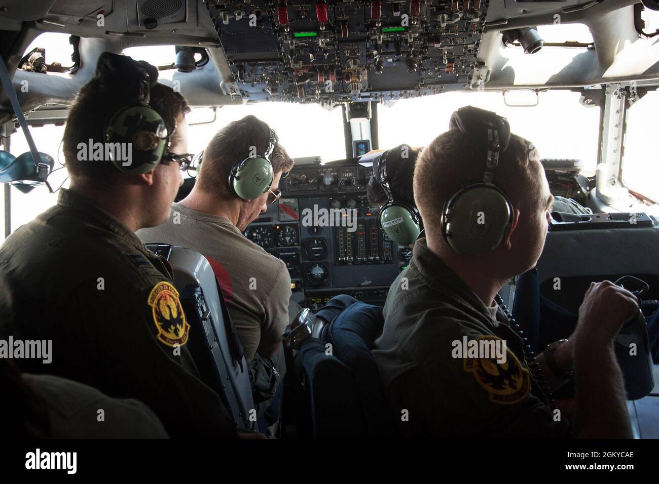 Capt. Grant “Rico” Veve, E-3 pilot along with members of the 964th ...