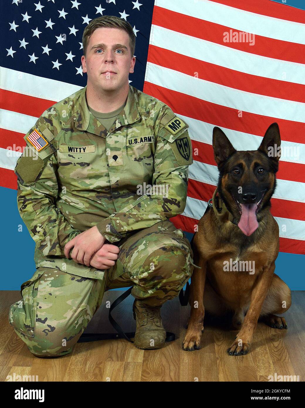 U.S. Army military working dog DARCO A067, assigned to the USAG Italy ...