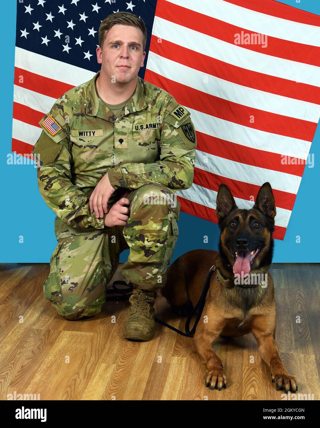 U.S. Army military working dog DARCO A067, assigned to the USAG Italy ...