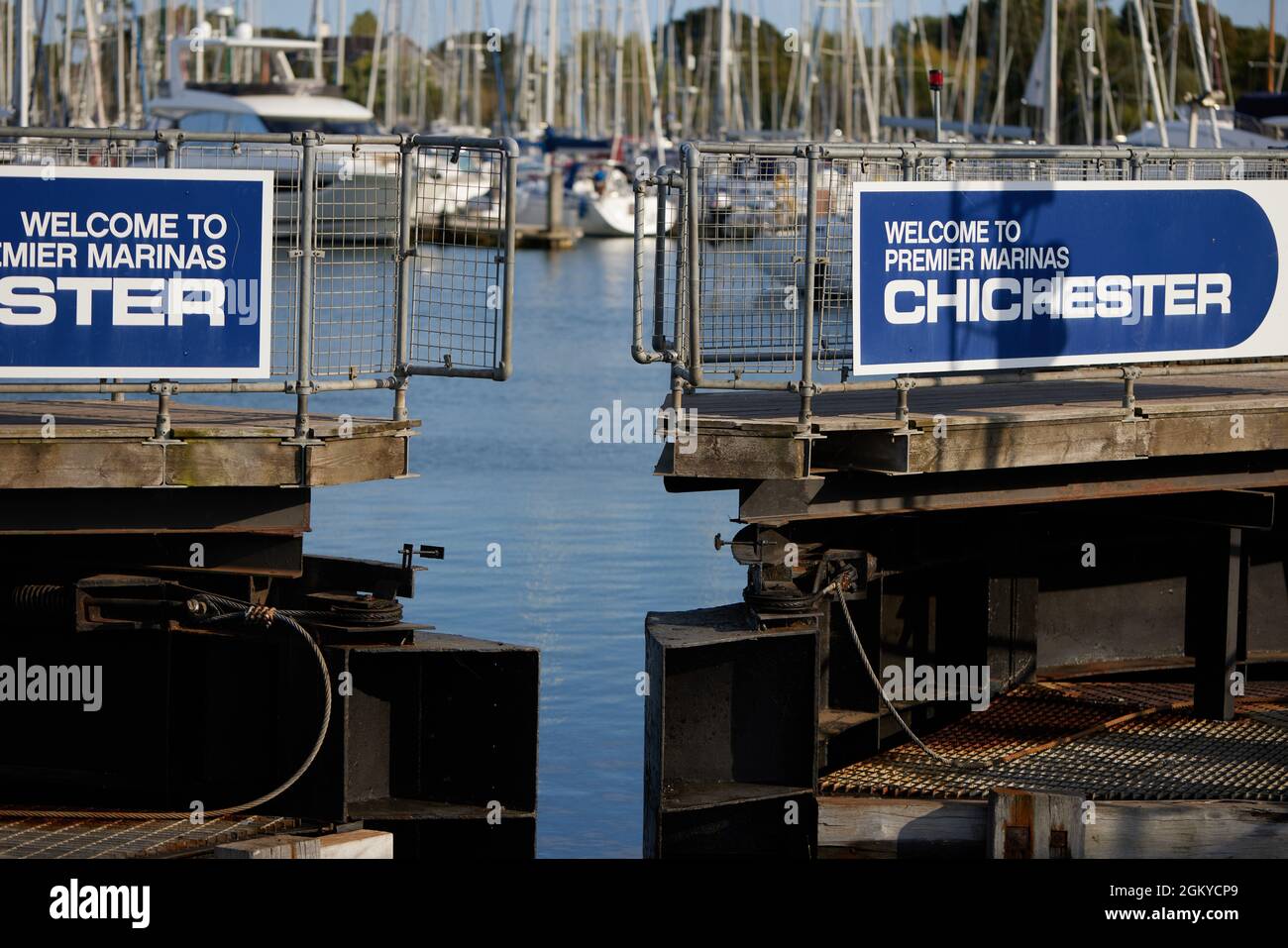 Lock seen closing at Chichester marina Stock Photo - Alamy
