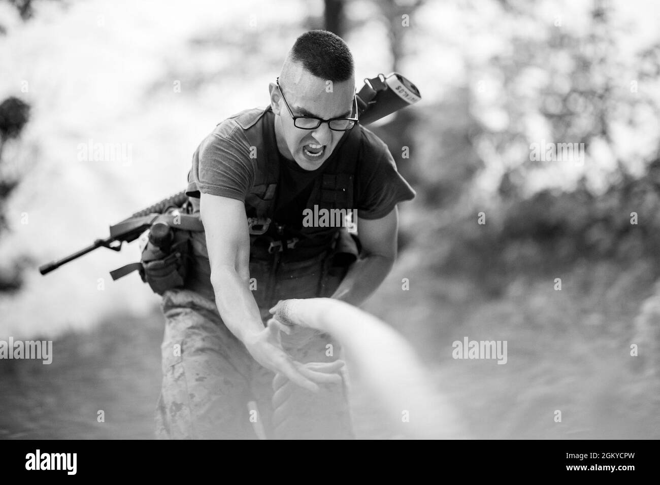 A U.S. Marine Corps officer candidate with Alpha Company navigates ...