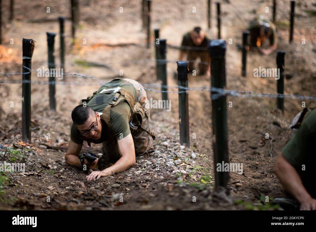 A U.S. Marine Corps officer candidate with Alpha Company navigates ...