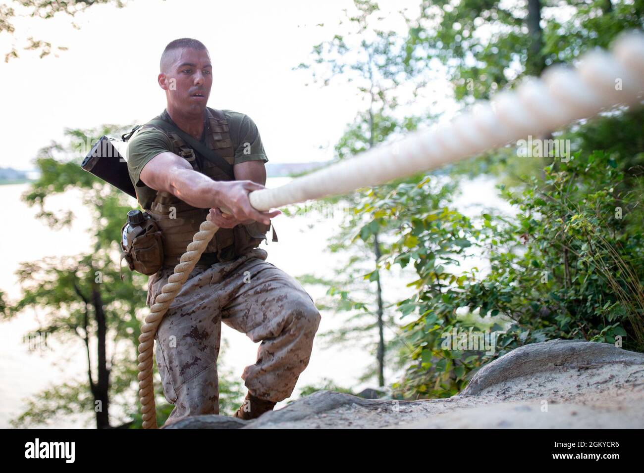 A U.S. Marine Corps officer candidate with Alpha Company navigates ...
