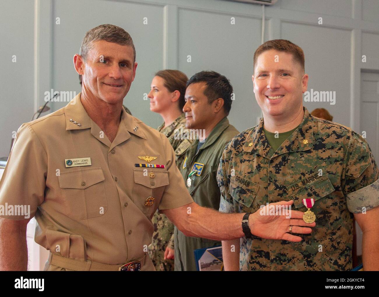 Major Patrick Graham is awarded a Meritorious Service medal from Vice ...