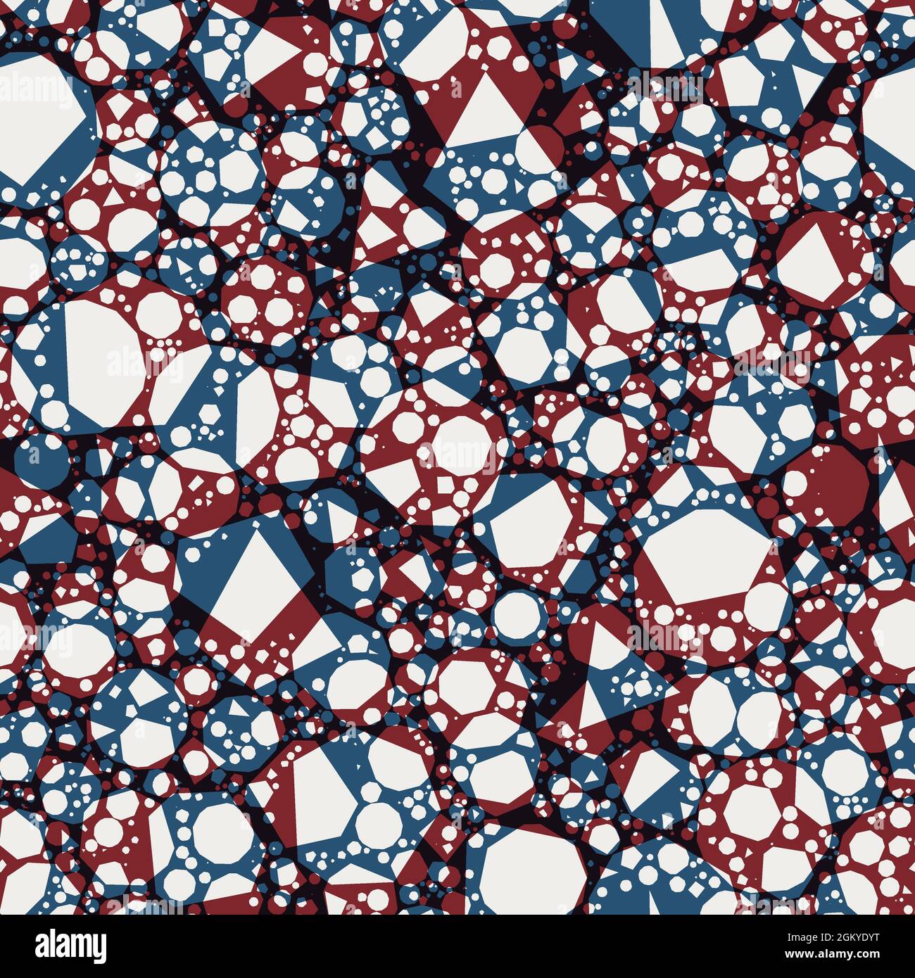 Seamless red and blue overlay circles and shapes pattern for surface ...