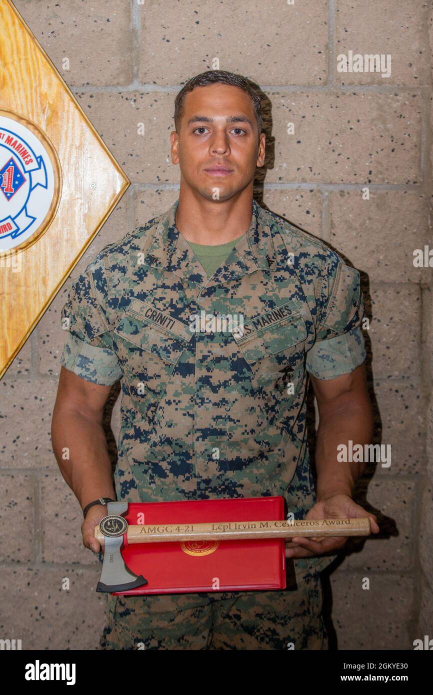 U.S. Marine Lance Cpl. Steven Criniti, a student with the Advanced ...