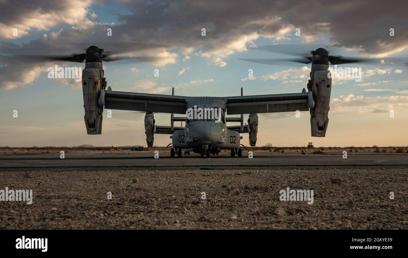 An MV-22 Osprey with Marine Medium Tiltrotor Squadron (VMM) 774 awaits ...
