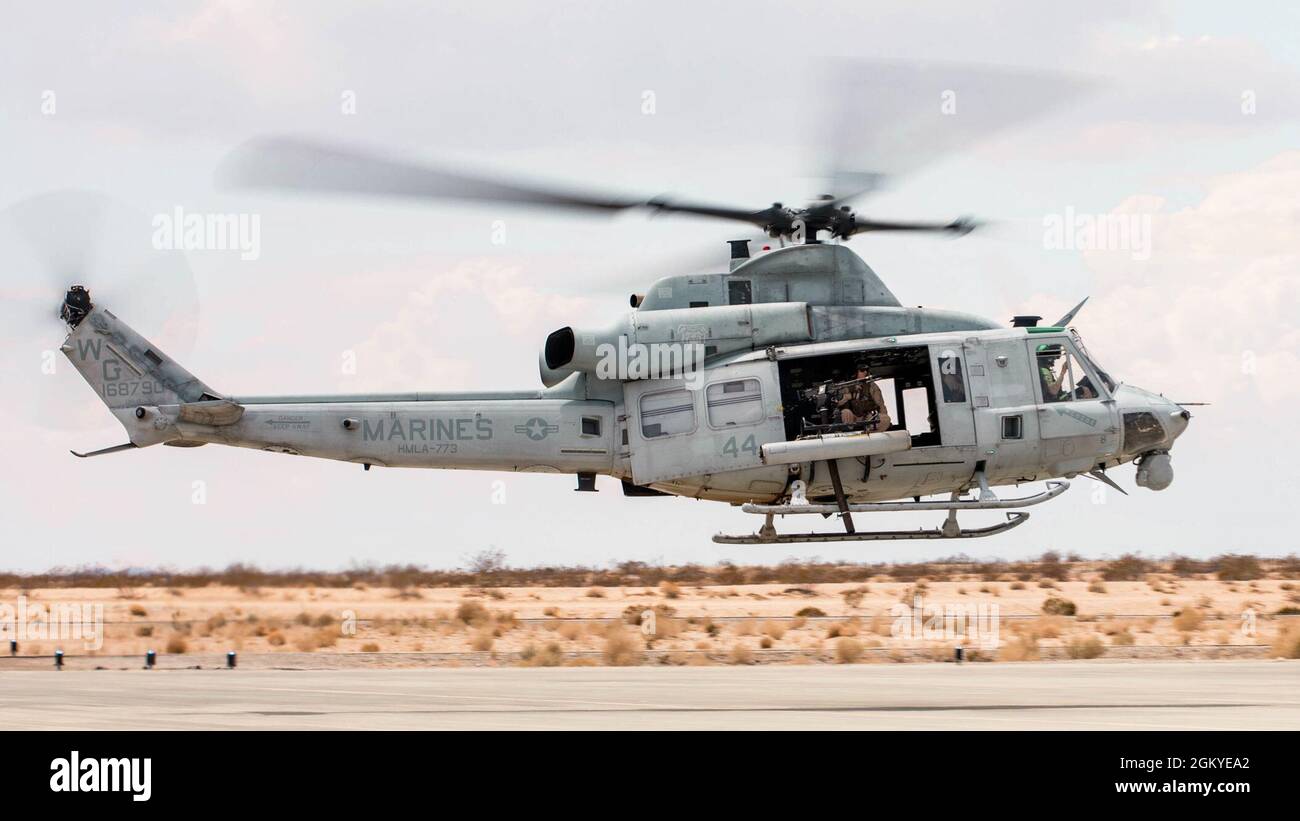 A UH-1Y Venom helicopter with Marine Light Attack Helicopter Squadron ...
