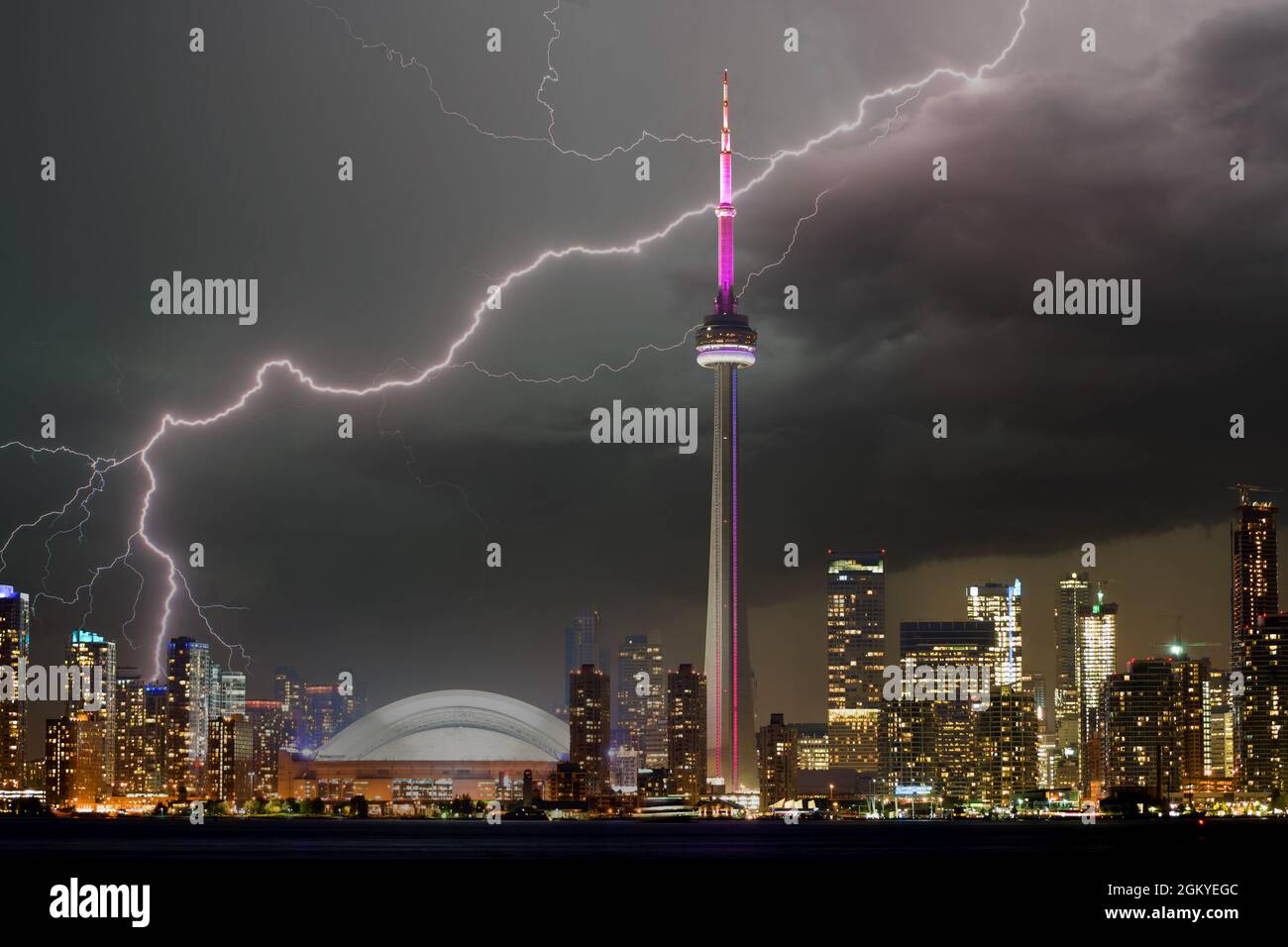 Toronto, Canada-January 7, 2020: Urban skyline and the CN Tower during ...