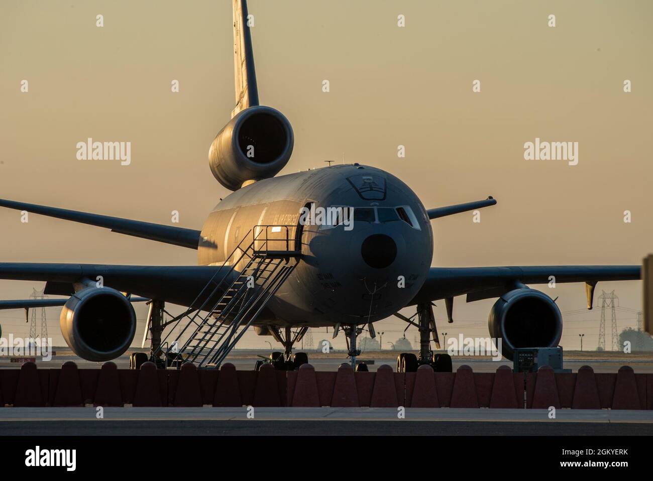A KC-10 Extender is parked on the flight line July 28, 2021, at Travis ...