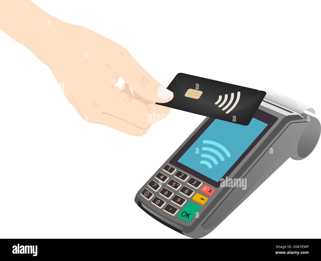 Contactless payment with human hand, nfc, credit card purchase, payment ...