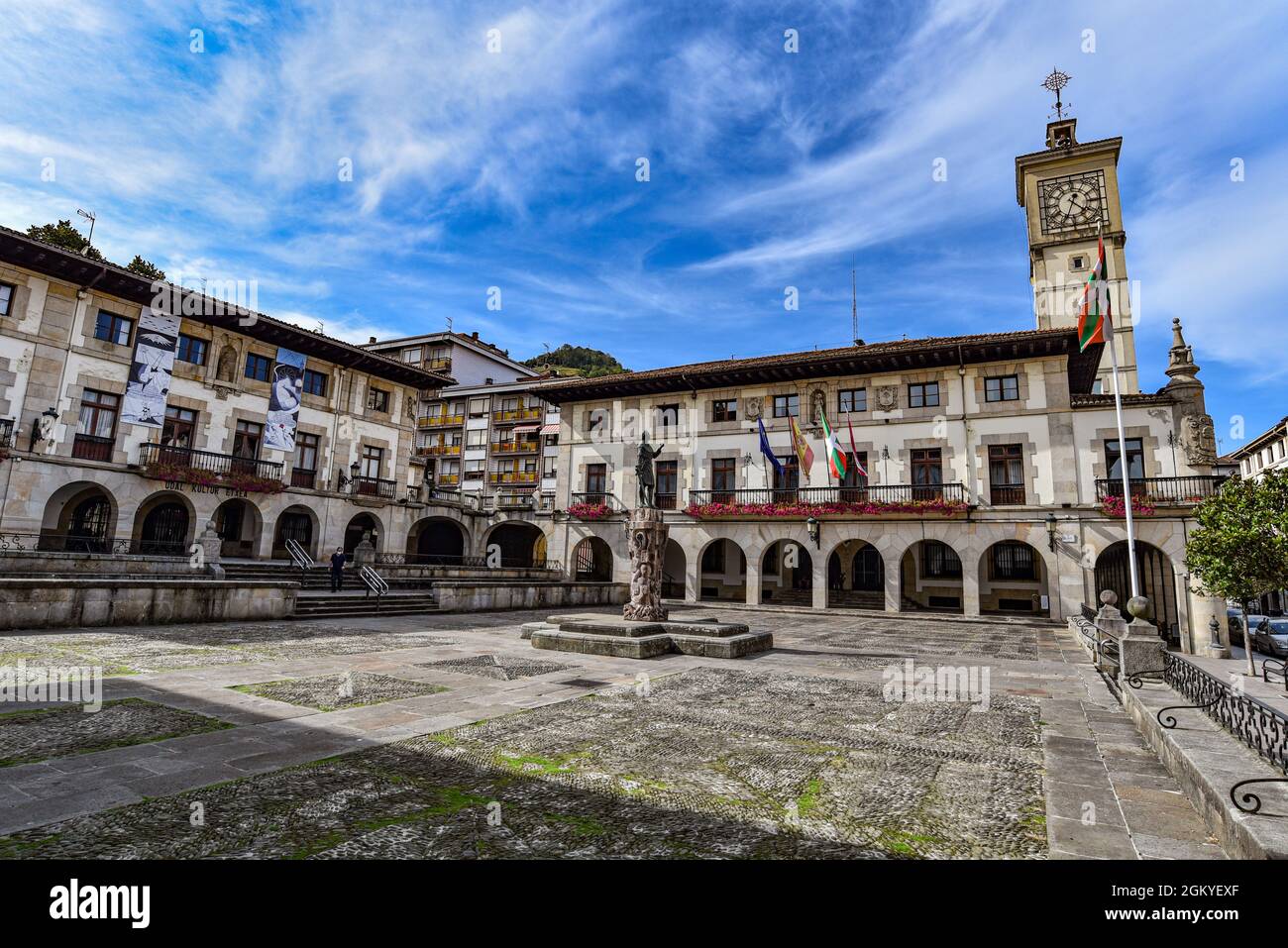 Guernica, Spain - 11 Sept 2021: The town square of Guernica (Gernika ...