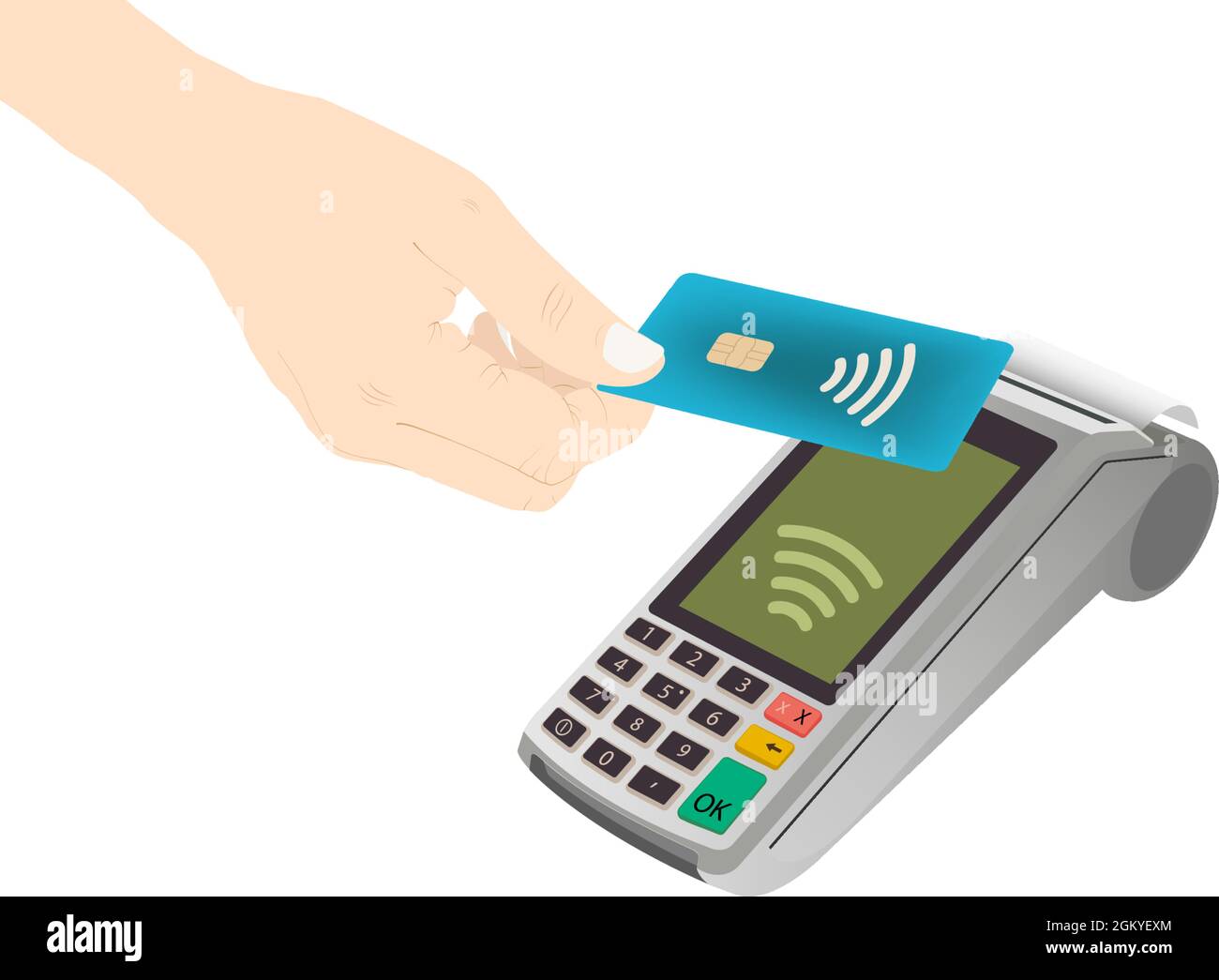 Contactless payment with human hand, nfc, credit card purchase, payment ...