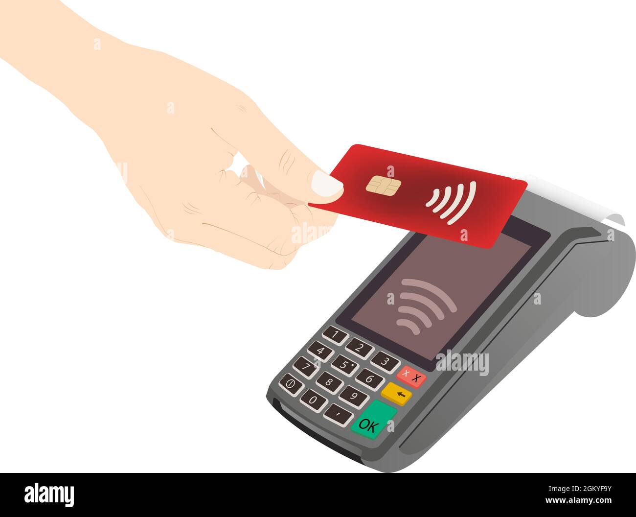 Contactless payment with human hand, nfc, credit card purchase, payment ...